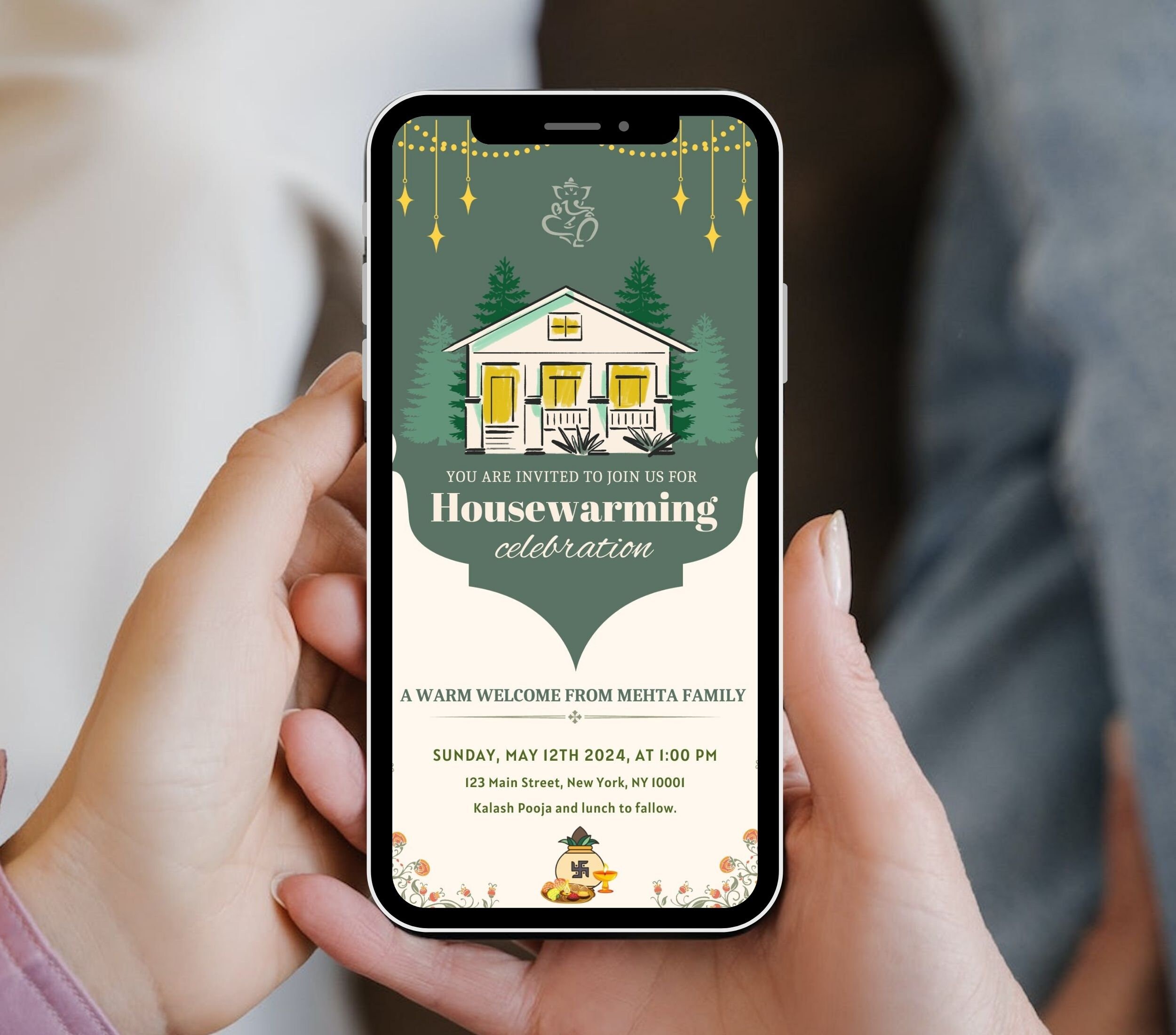 Housewarming Pooja Invitation Design Template| Indian Ghruh Pravesh ...