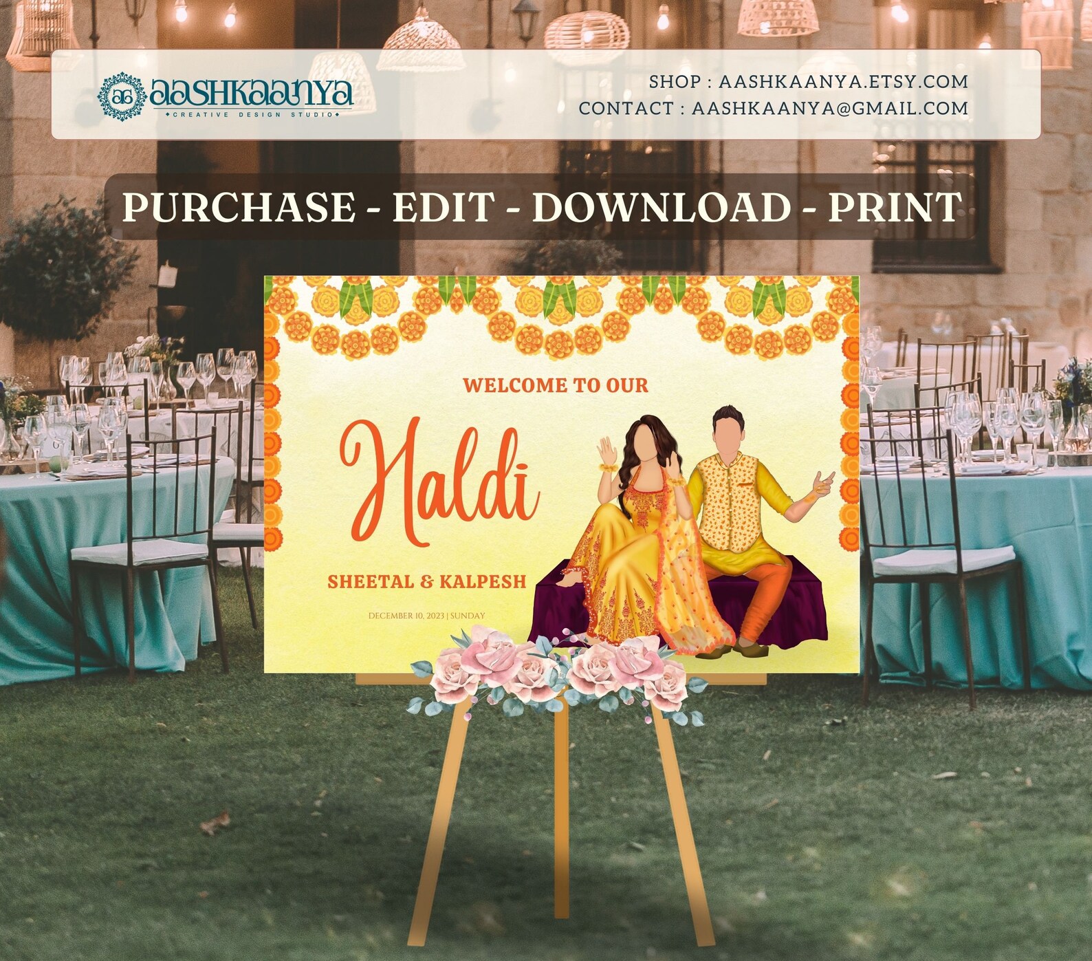 Haldi Welcome Sign | Wedding Welcome Sign Template | Indian Haldi ...
