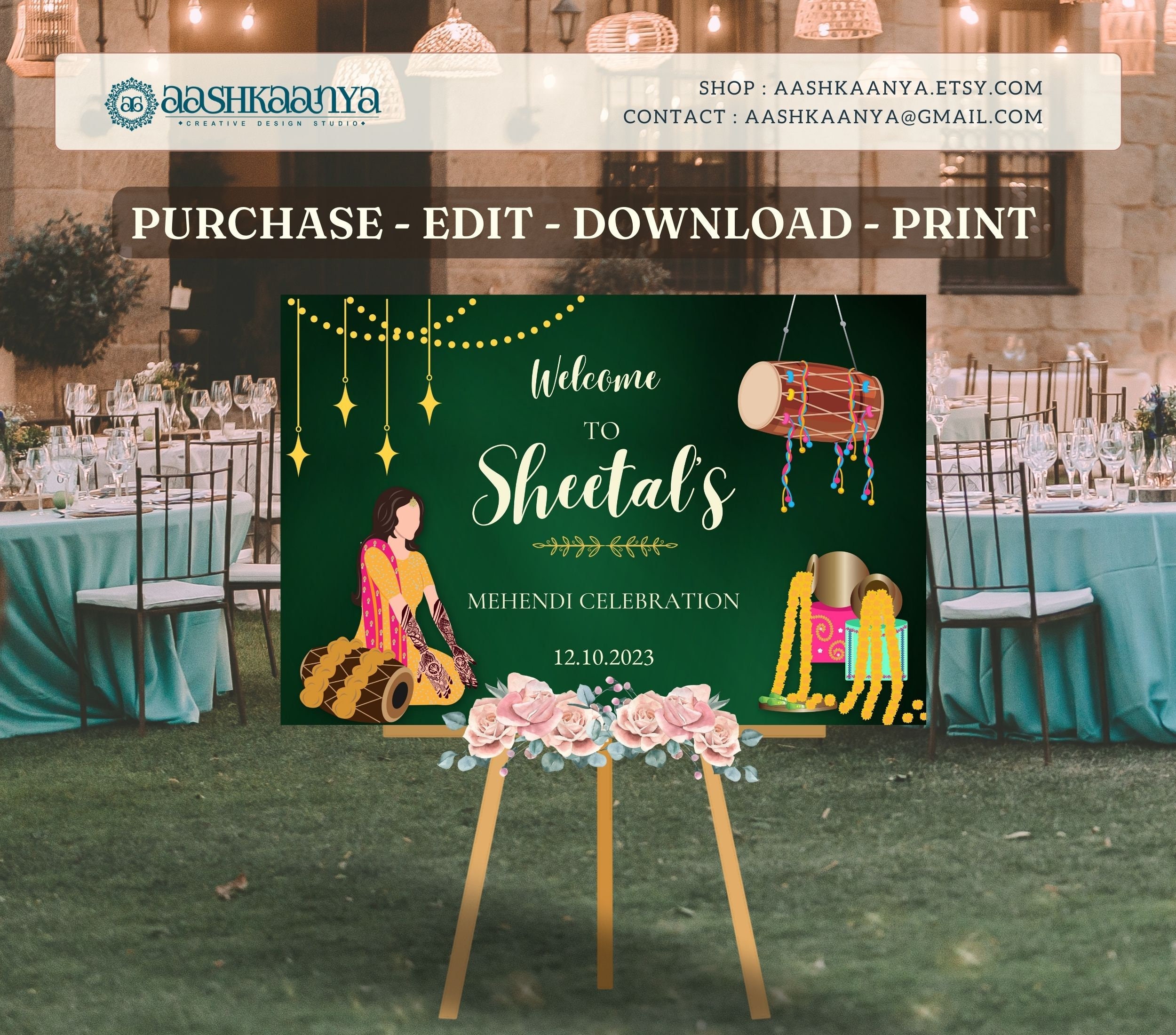 Mehendi Welcome Sign Template, Indian Wedding (digital Download) - Etsy