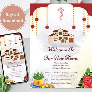 Housewarming Pooja Invitation Design Template| Indian Ghruh Pravesh ...