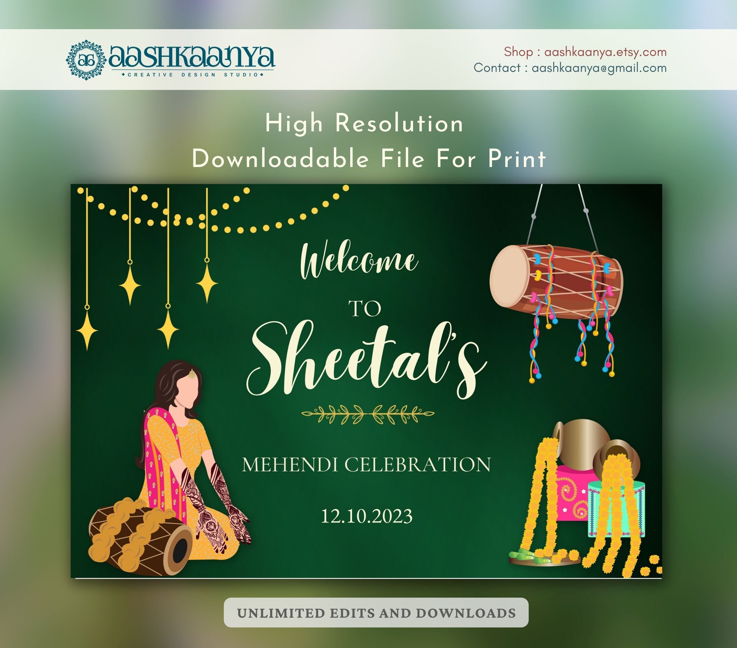 Mehendi Welcome Sign Template, Indian Wedding (digital Download) - Etsy