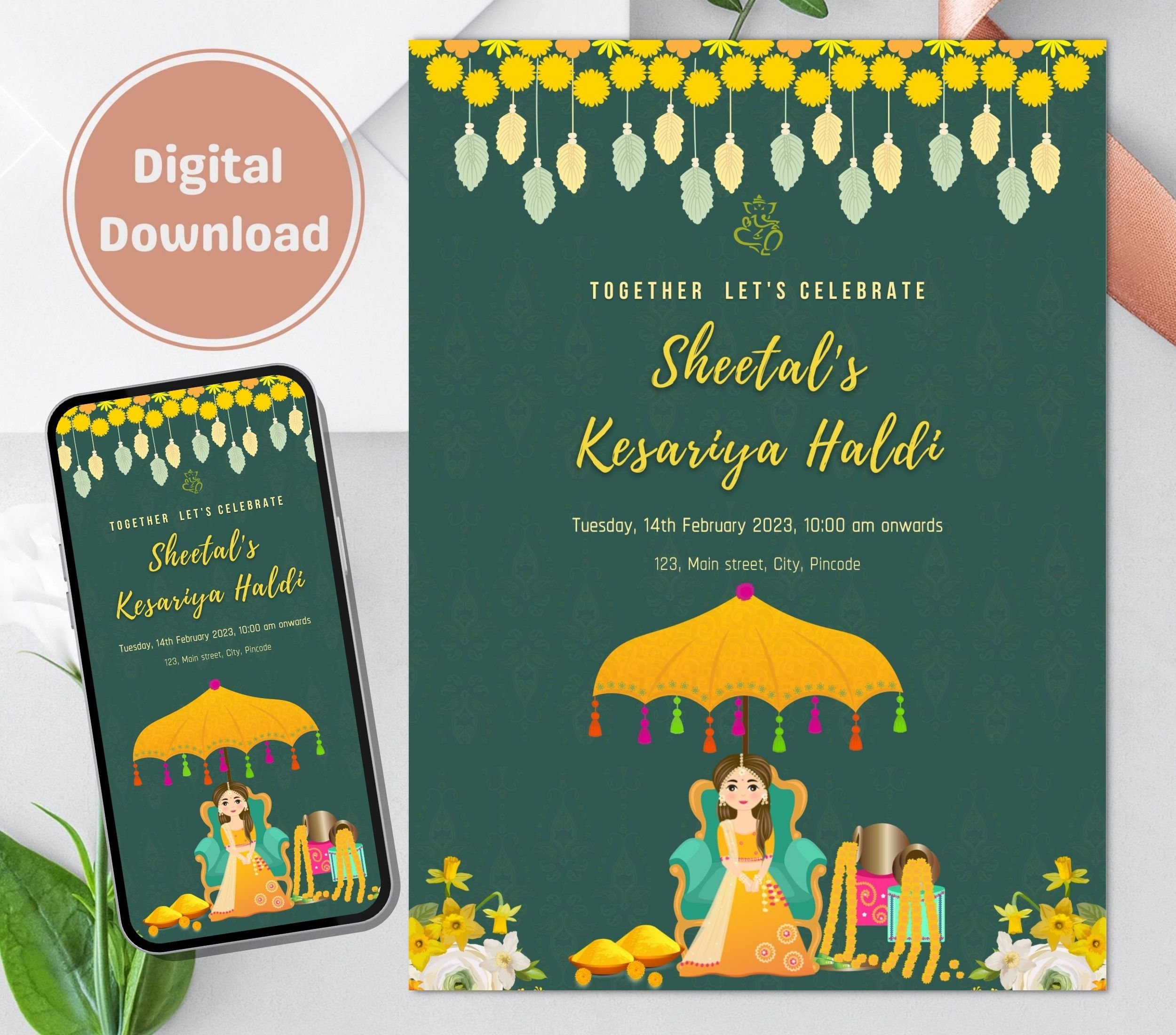 Haldi Invitation | Indian Haldi Digital Invitation | Haldi Mobile ...