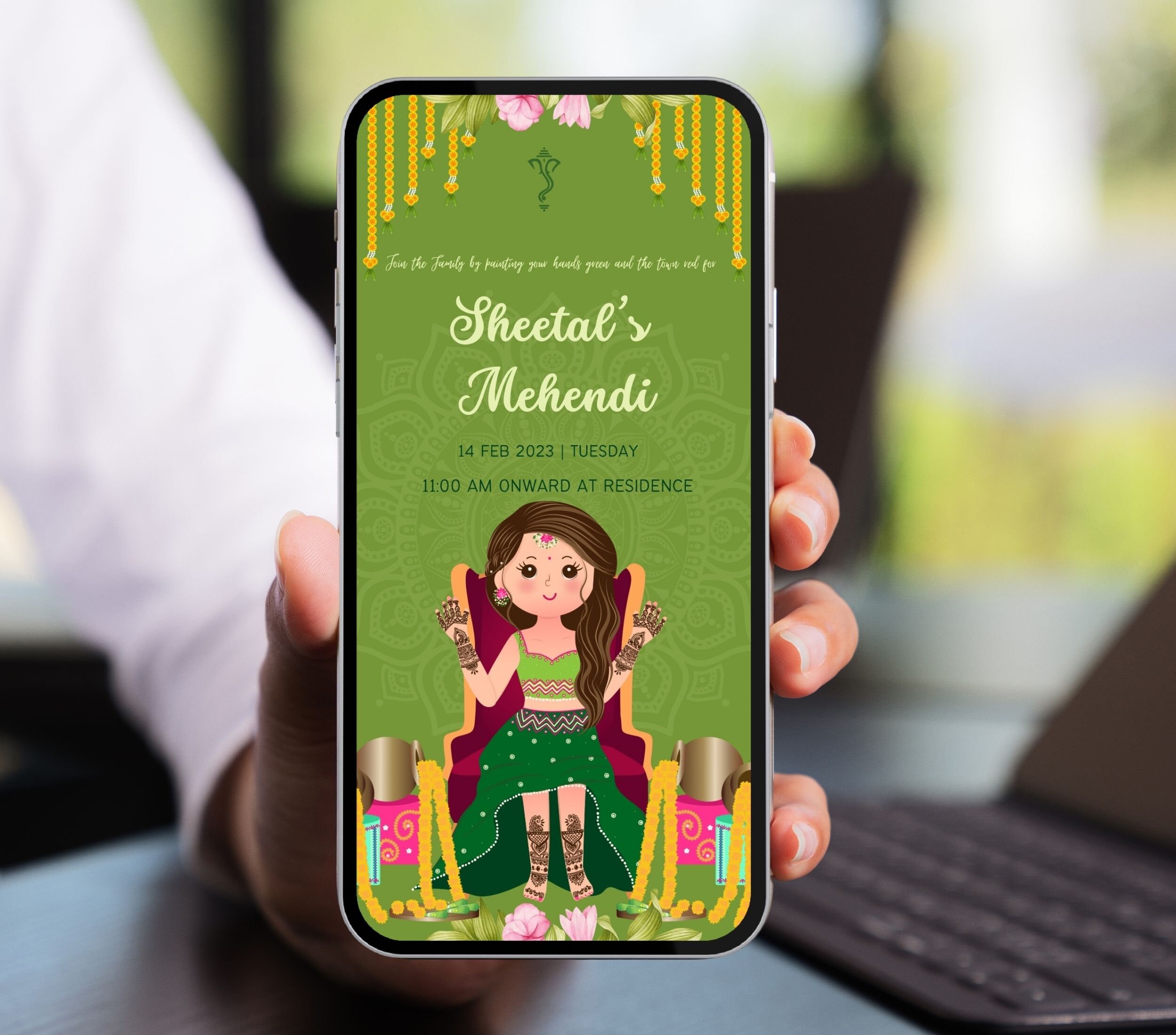 Cute Bridal Mehendi Invitation | Customizable Indian Wedding Card ...