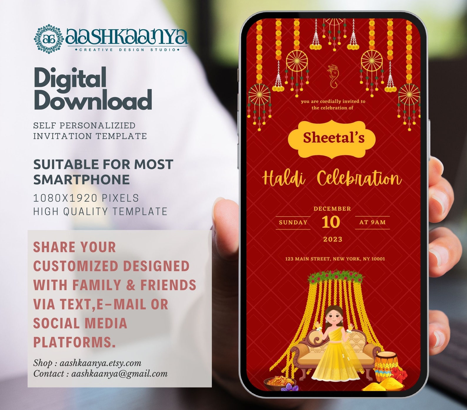 Haldi Invitation | Indian Haldi Digital Invitation | Haldi Mobile ...