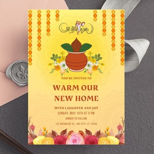 Editable Kalash Housewarming Invitation Party | Gruhpravesh Invitation ...