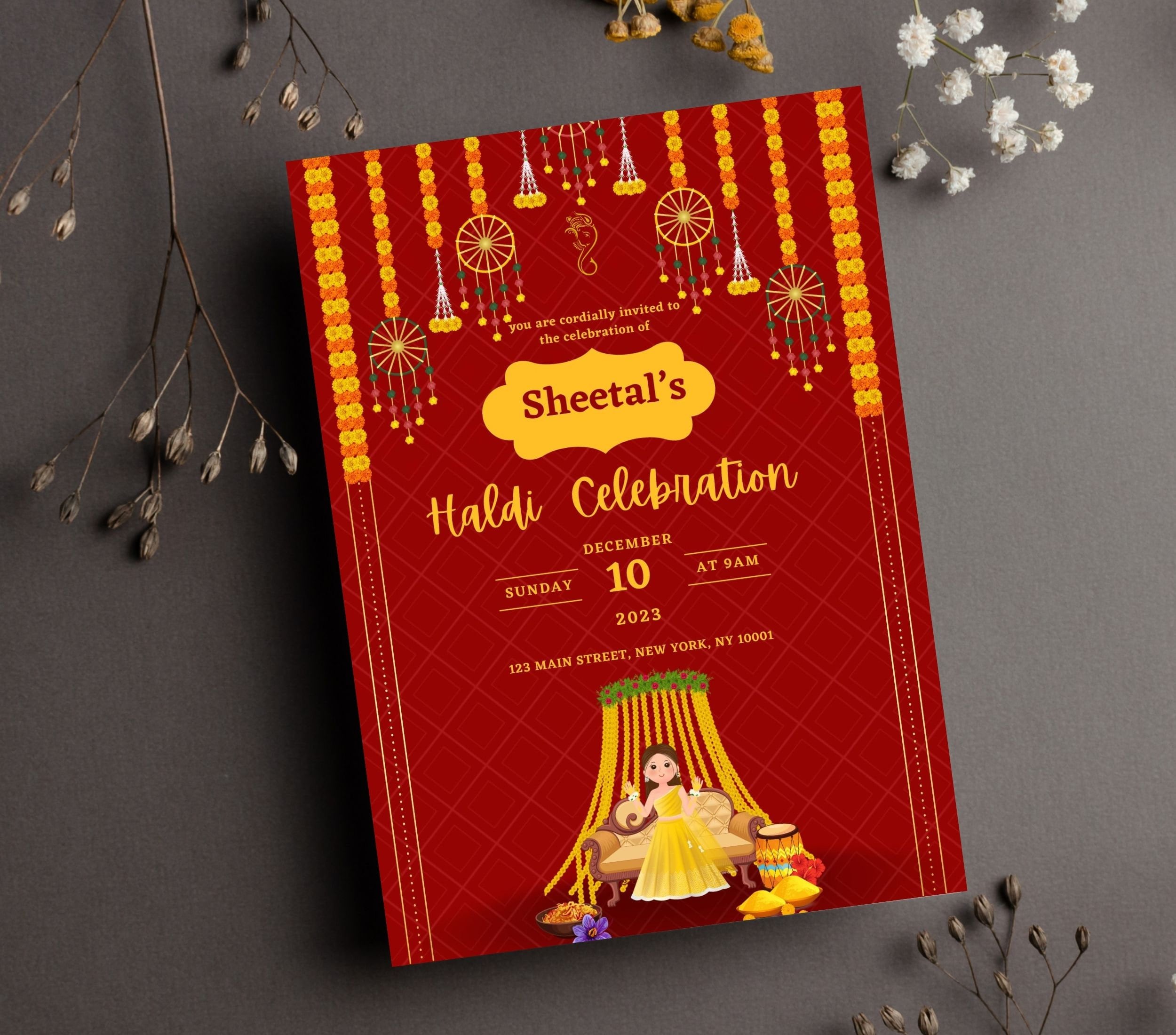Haldi Invitation | Indian Haldi Digital Invitation | Haldi Mobile ...