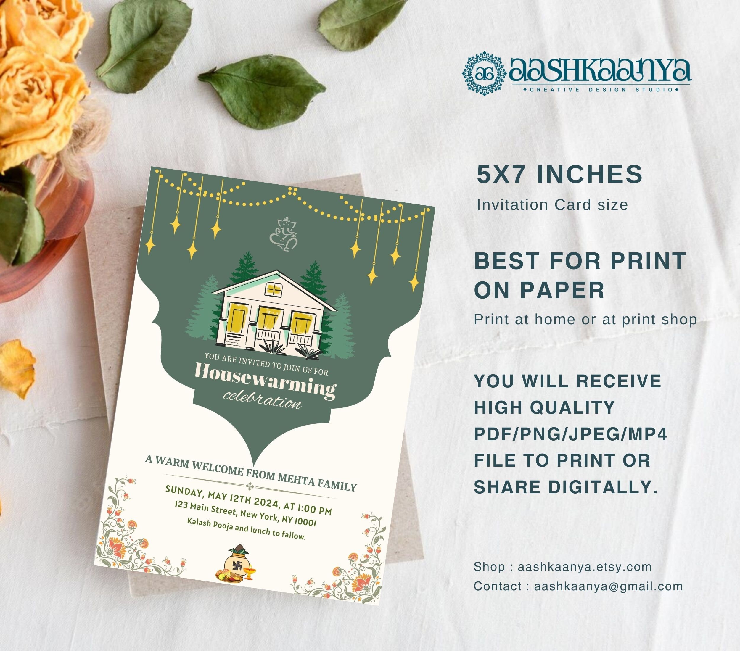 Housewarming Pooja Invitation Design Template| Indian Ghruh Pravesh ...