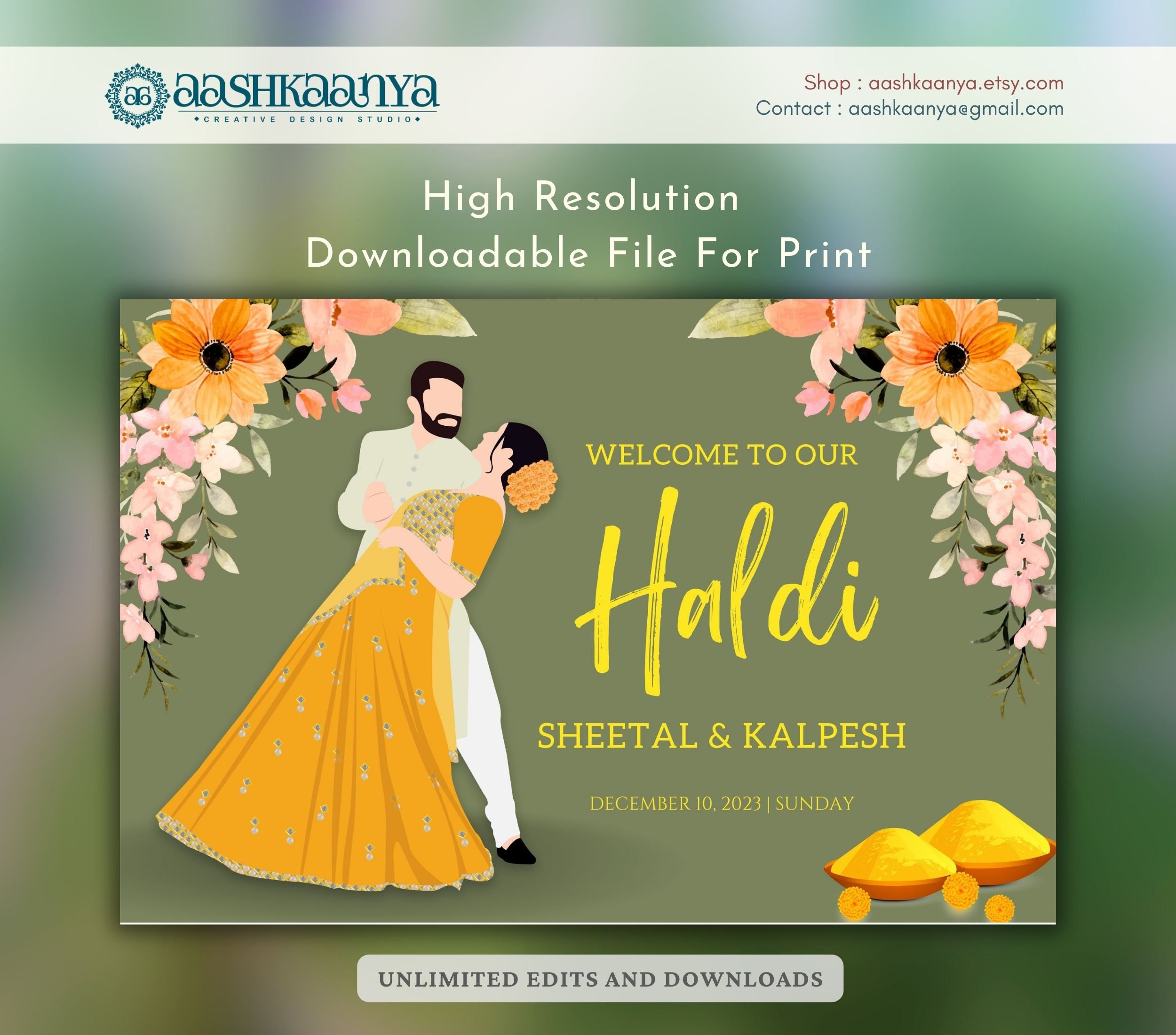 Haldi Welcome Sign Template | Indian Wedding Decor (digital Download ...
