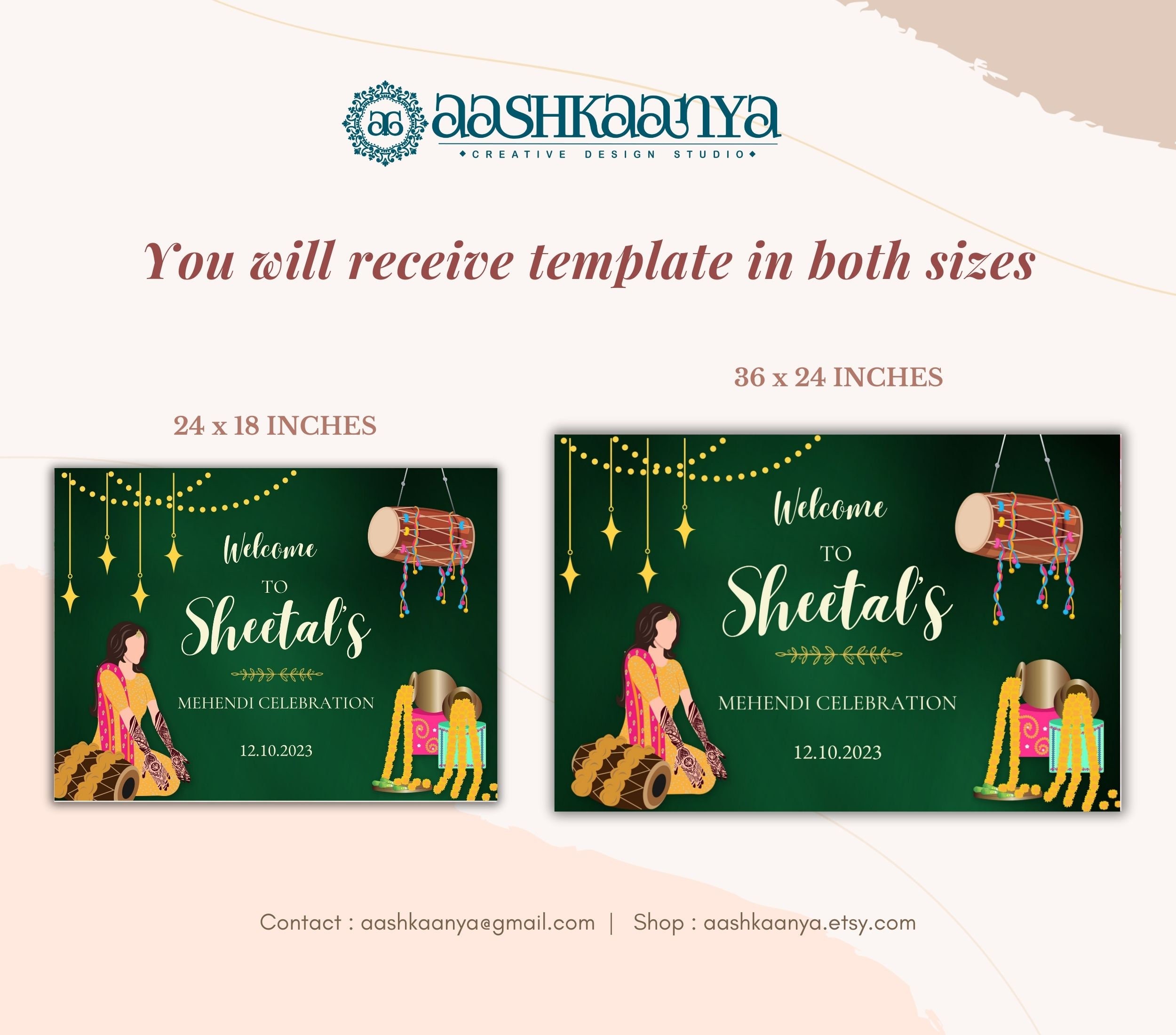 Mehendi Welcome Sign, Indian Wedding Mehendi Instant Download Editable ...