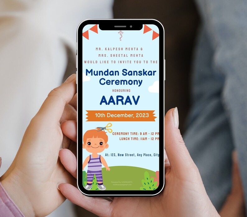 Mundan Ceremony Invitation, Customizable Digital Invite (canva) - Etsy