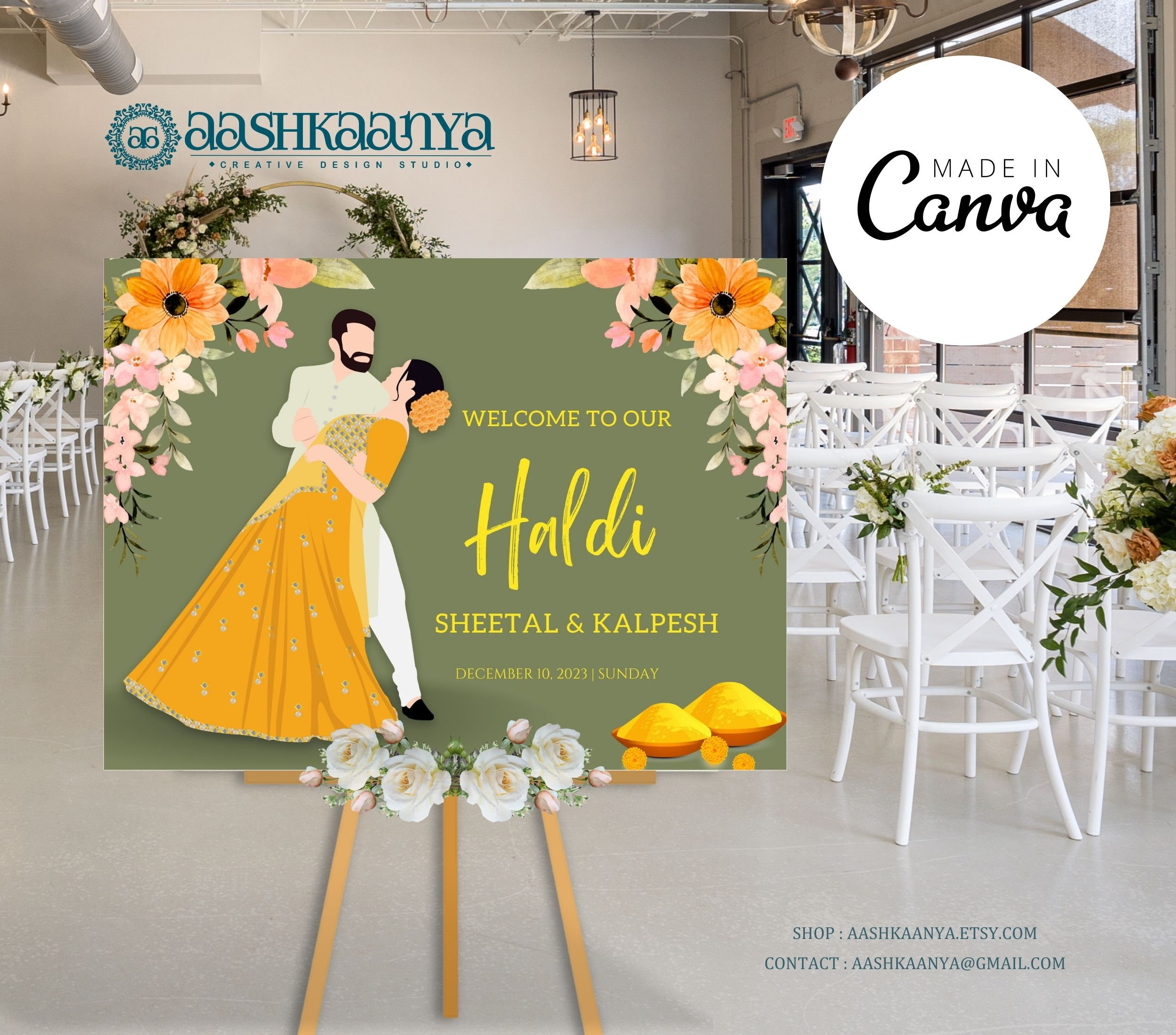Haldi Welcome Sign | Wedding Welcome Sign Template | Indian Haldi ...