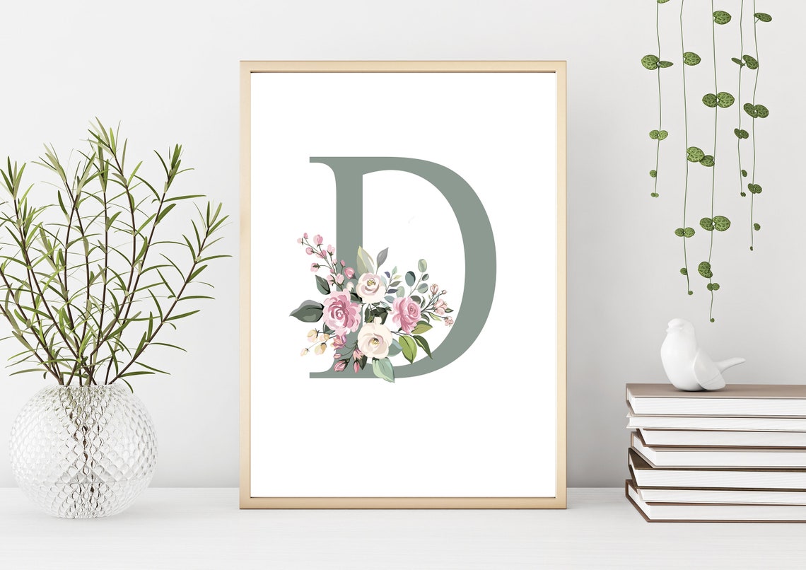 Flower Letter D Print / Initial Print / Floral Letter Alphabet | Etsy