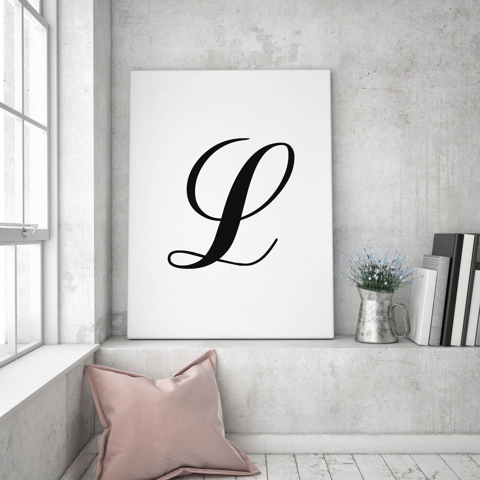 cursive-letter-l-print-custom-letter-monogram-letter-wall-etsy
