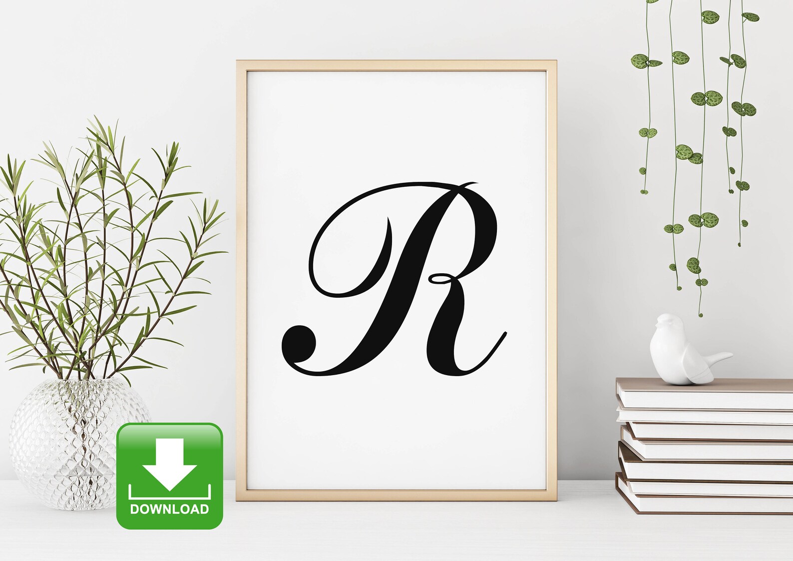 Cursive Letter R Print / Custom Letter / Monogram Letter Wall | Etsy