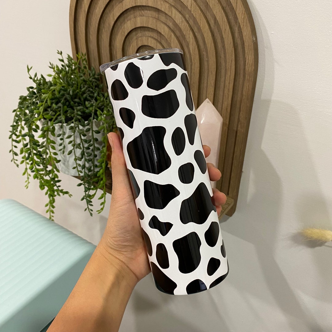 Cow Print Insulated Tumbler With Straw, Reusable Coffee and Water ...