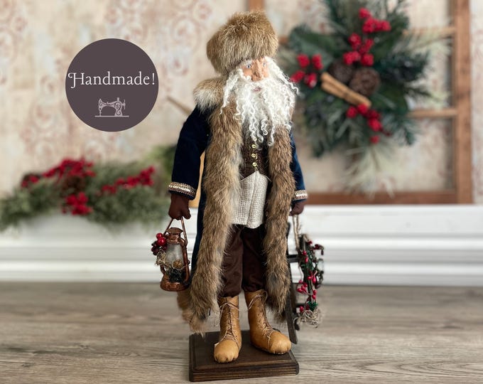 One of a Kind Handmade Santa Doll for Christmas Decor / Clay Head Santa ...