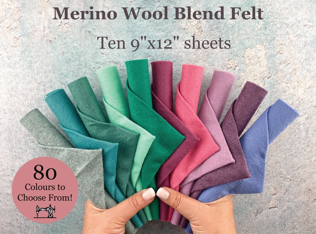 10 Wool Blend Felt Sheets / Choose Your Own Colours Merino Wool Blend ...