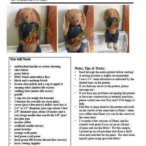 Bunny Rabbit Sewing Epattern / Folk Art DIY Country Craft / Fabric ...