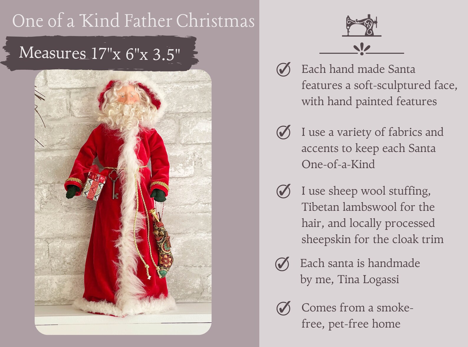 Handmade Santa Doll / One of a Kind Father Christmas Decor / - Etsy