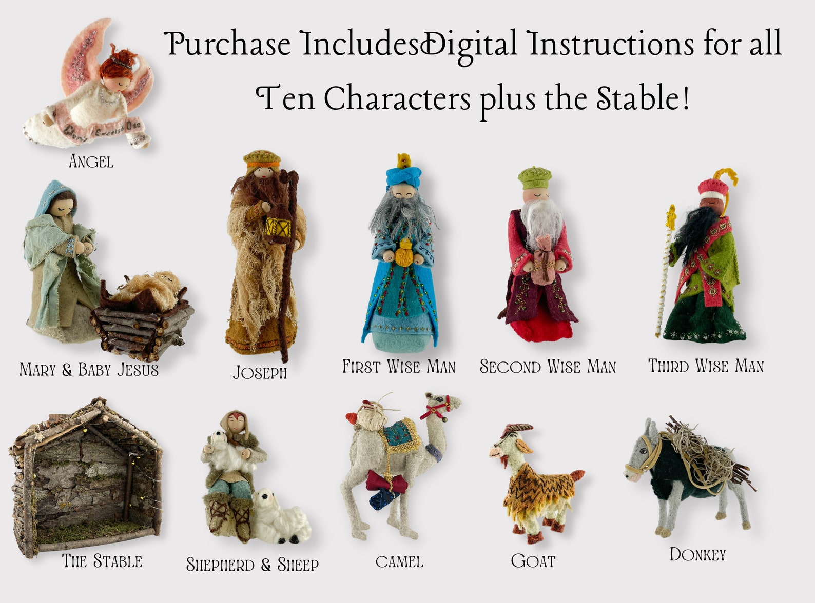 Christmas Nativity Scene Pattern / Felt Handmade Nativity Set for ...