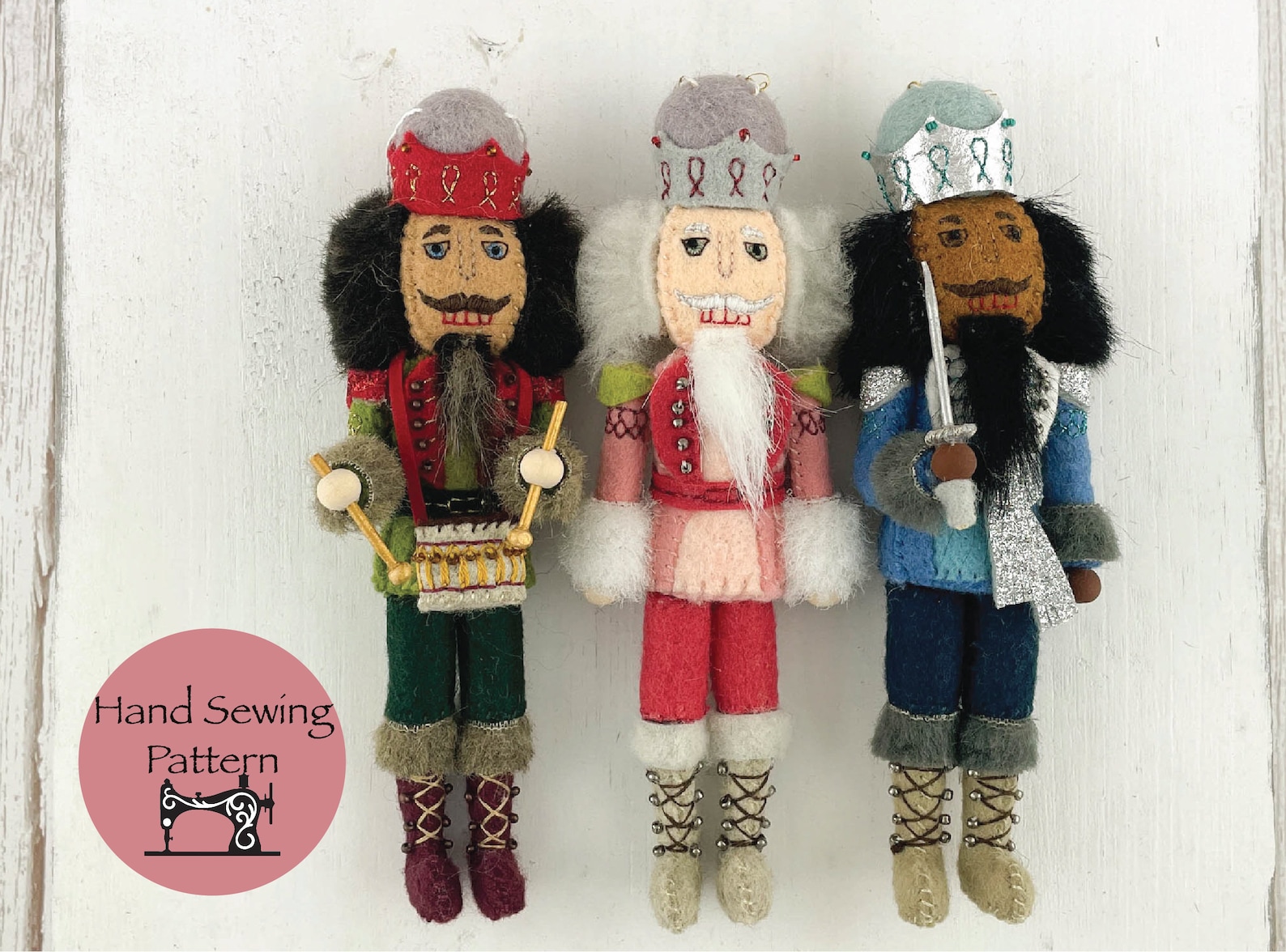 Christmas Nutcracker Embroidery and Hand Sewing Pattern / Wool Felt ...