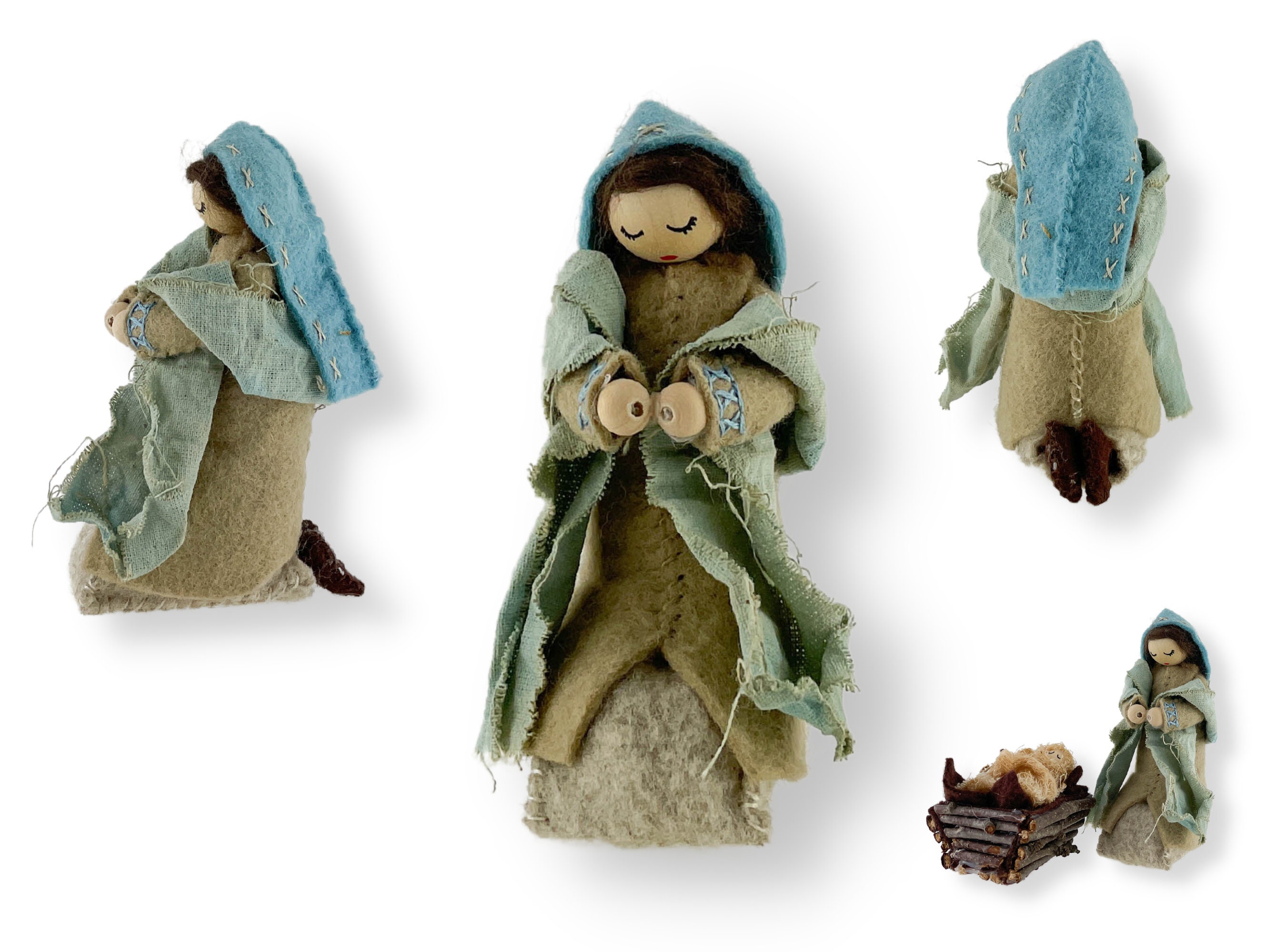Christmas DIY Nativity Scene PAPER Pattern Mary and Baby Jesus / Wool ...