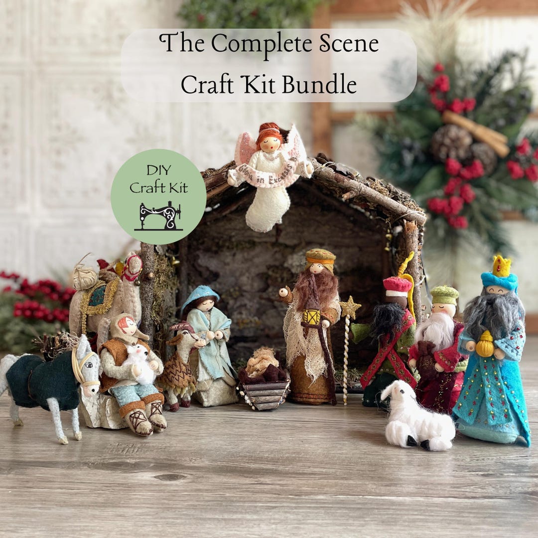 Christmas Nativity Scene Craft Kit / Felt Handmade Nativity Set for ...