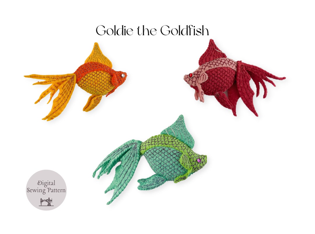 Goldfish Hand Embroidery Pattern for Felt / Intermediate Level Hand ...