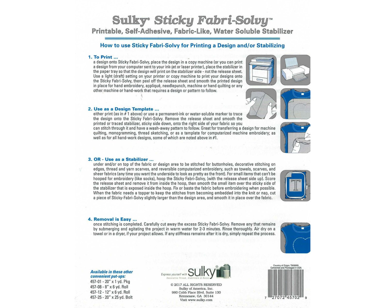 Sticky Fabri-solvy / Sulky Solvy / Stick N Stitch / Sulky Fabri Solvy ...
