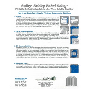 Sticky Fabri-solvy / Sulky Solvy / Stick N Stitch / Sulky Fabri Solvy ...