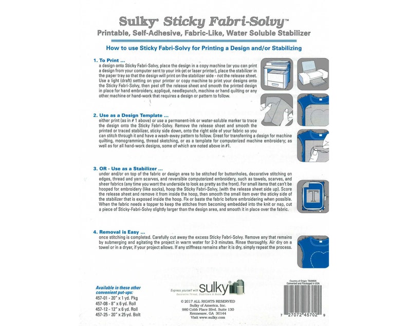 Sticky Fabri-solvy / Sulky Solvy / Stick N Stitch / Sulky Fabri Solvy ...