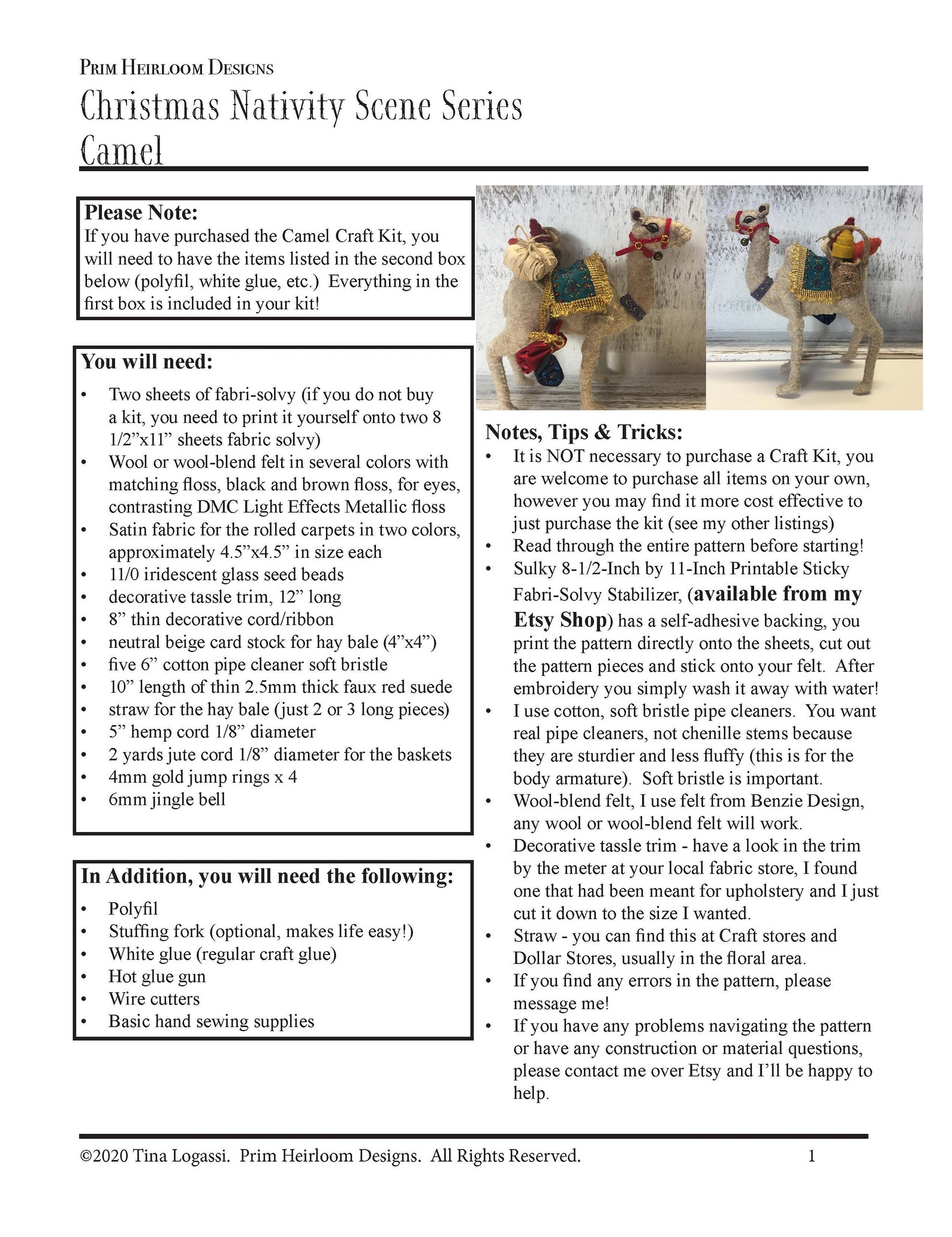 Christmas Nativity Scene Felt Pattern Camel / Digital Epattern - Etsy