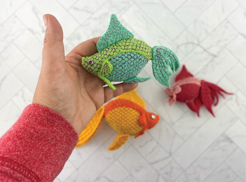 Goldfish Hand Embroidery Pattern for Felt / Intermediate Level Hand ...