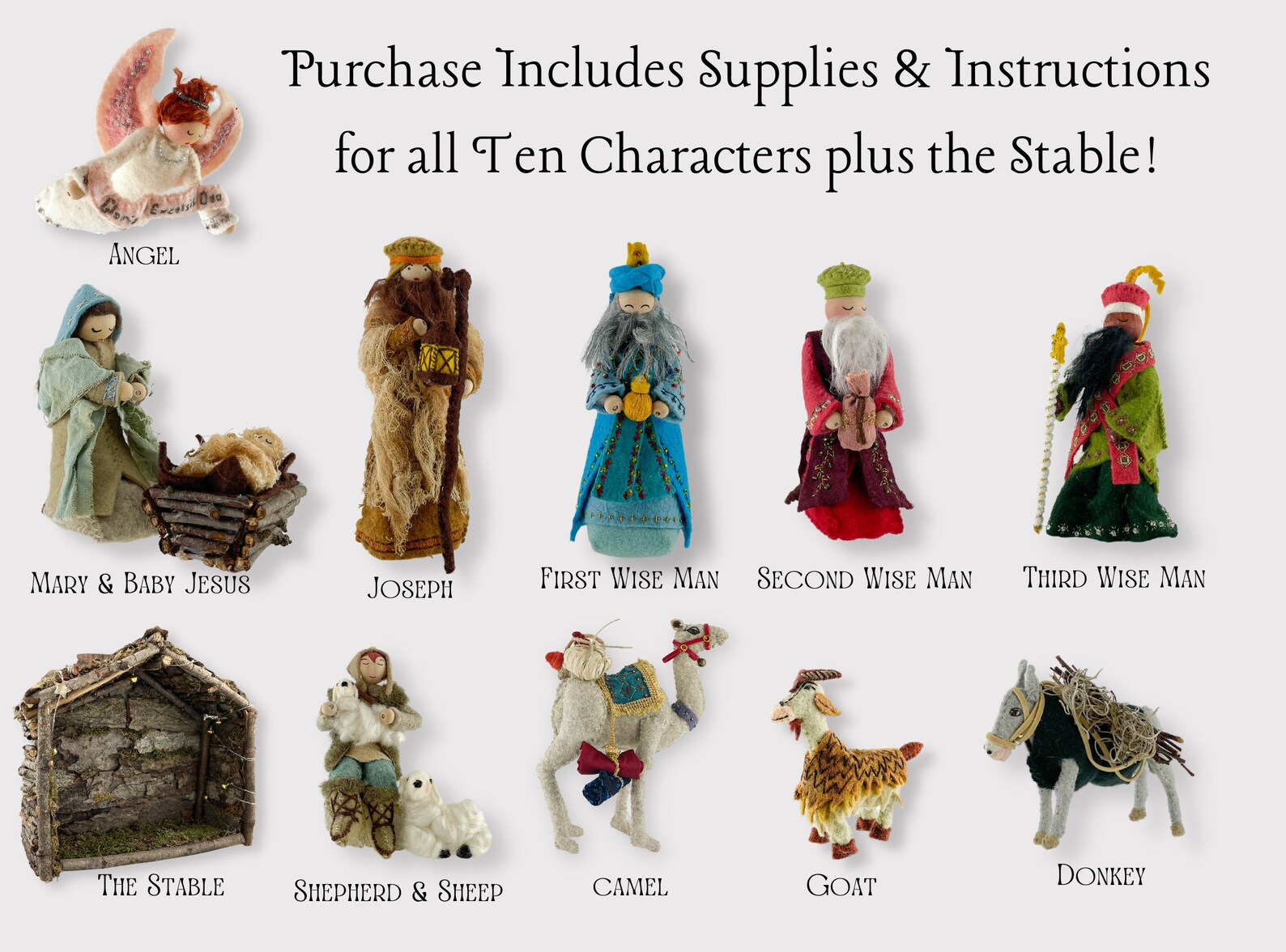 Christmas Nativity Scene Craft Kit / Felt Handmade Nativity Set for ...