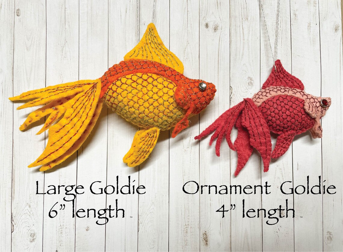 Goldfish Hand Embroidery Ornament Felt PDF Pattern - Etsy