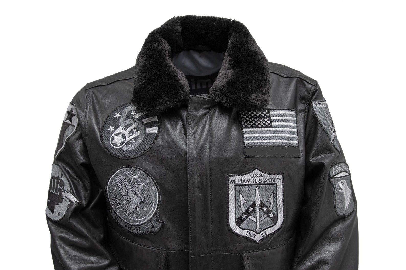 Leather Jacket Mens Pilot Bomber Peacekeeper - Etsy