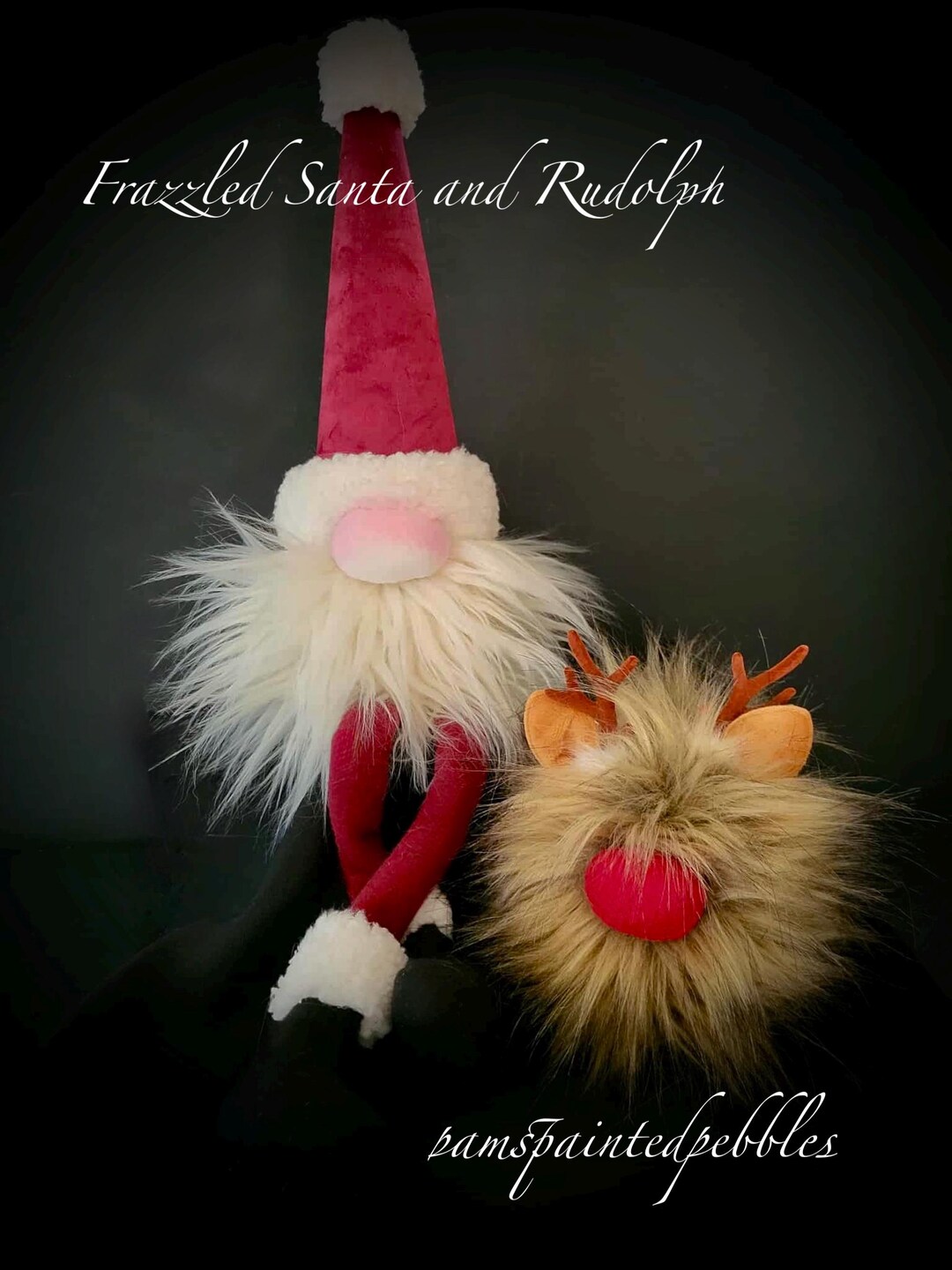 Frazzled Santa and Rudolph Gnomes - Seated Santa With Long Dangling ...