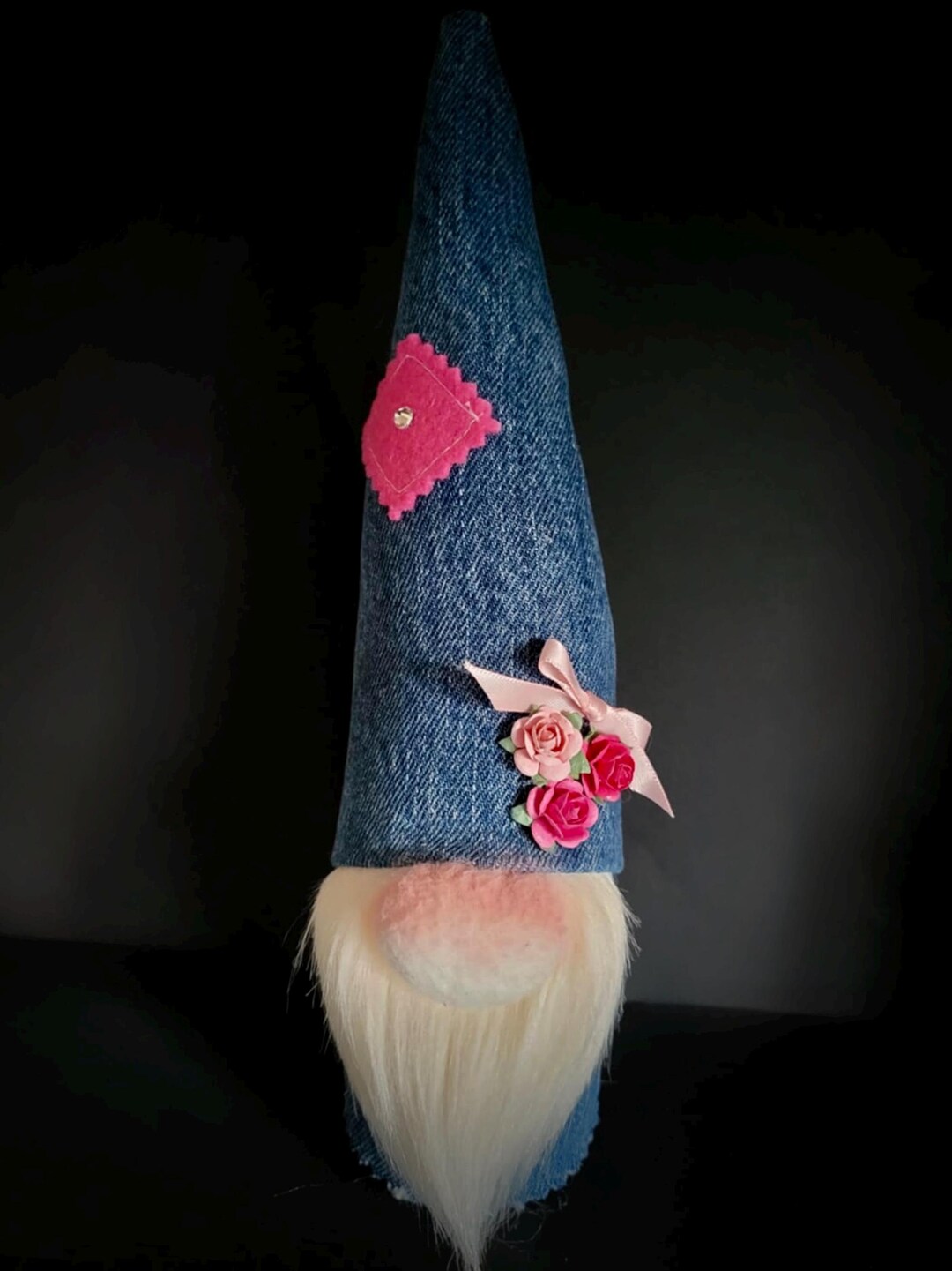 Denim Gnome With Roses: Recycled Blue Jean Decor - Etsy