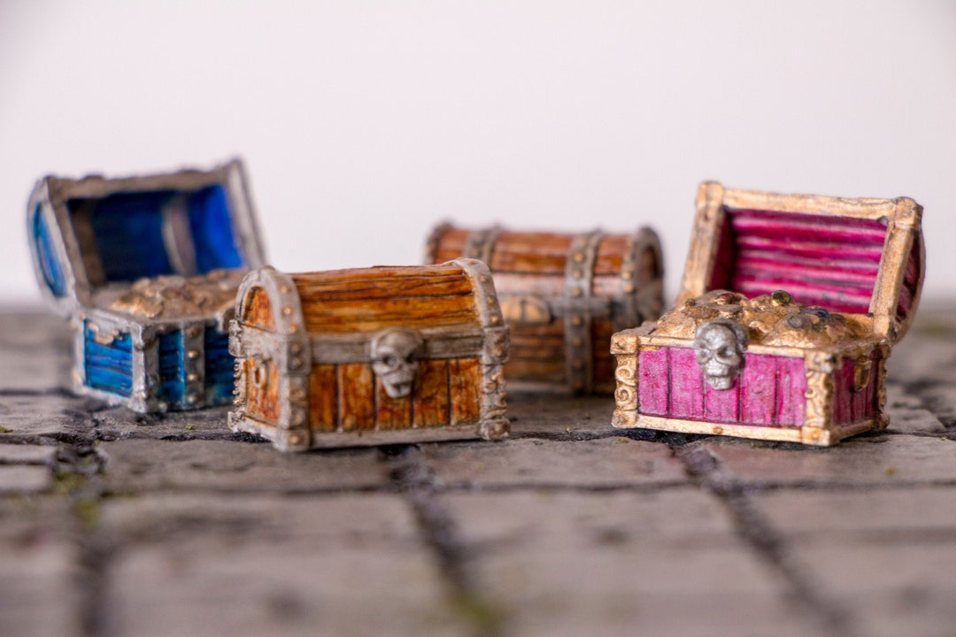 Set of 4 Painted Treasure Chests - Etsy