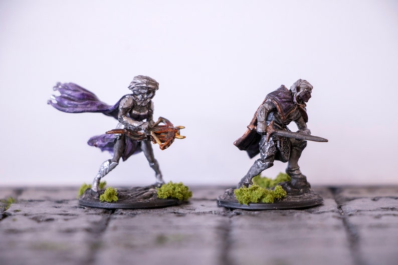 Female Drow & Male Drow dark elf painted mini | Etsy