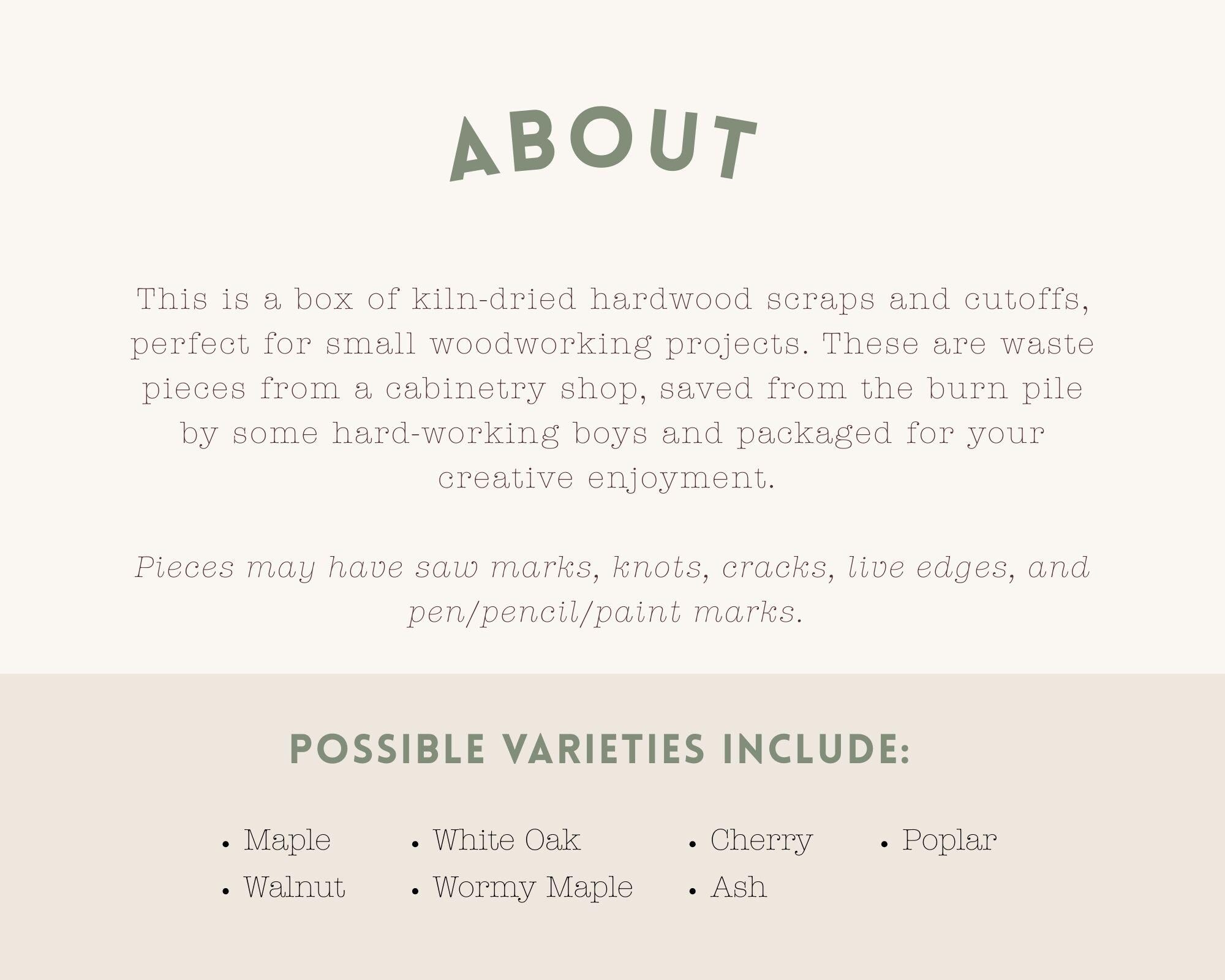 Large Box of Scrap Wood, Free Shipping, Assorted Hardwood Cutoffs, 30 ...