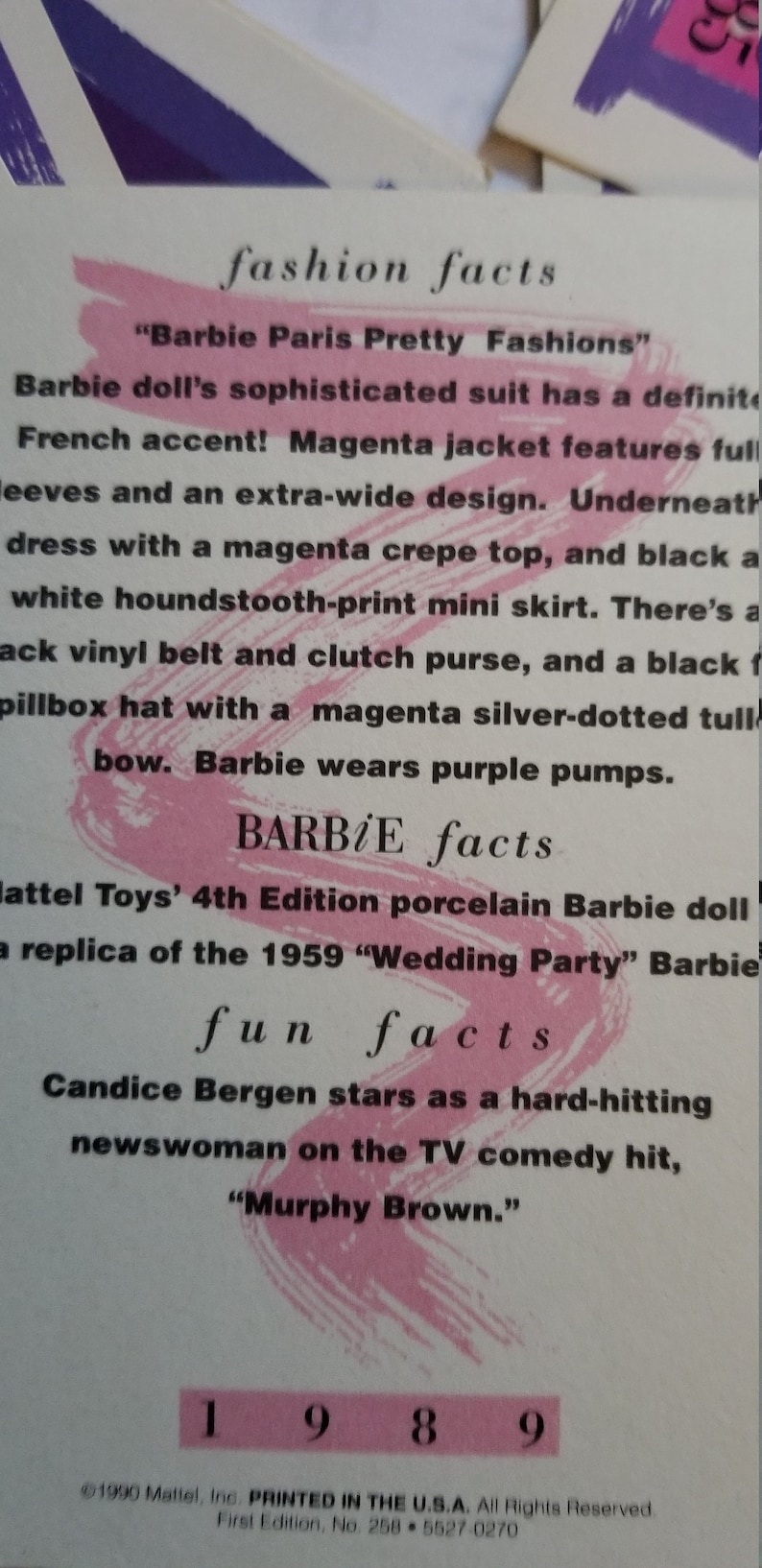 BARBIE VINTAGE FASHION Facts Cards Collection - Etsy