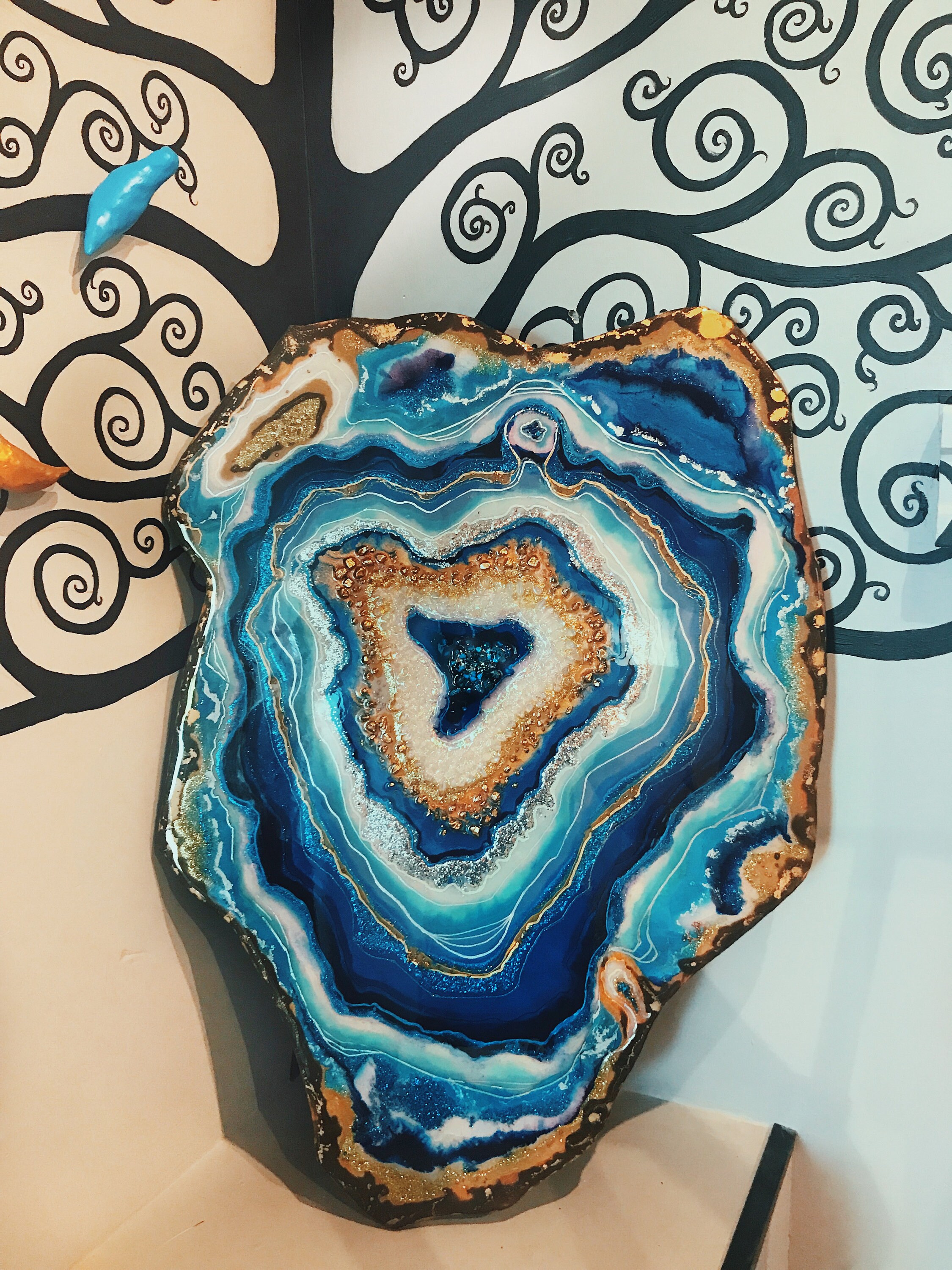 Blue print wall artwork blue agate print art print wall | Etsy