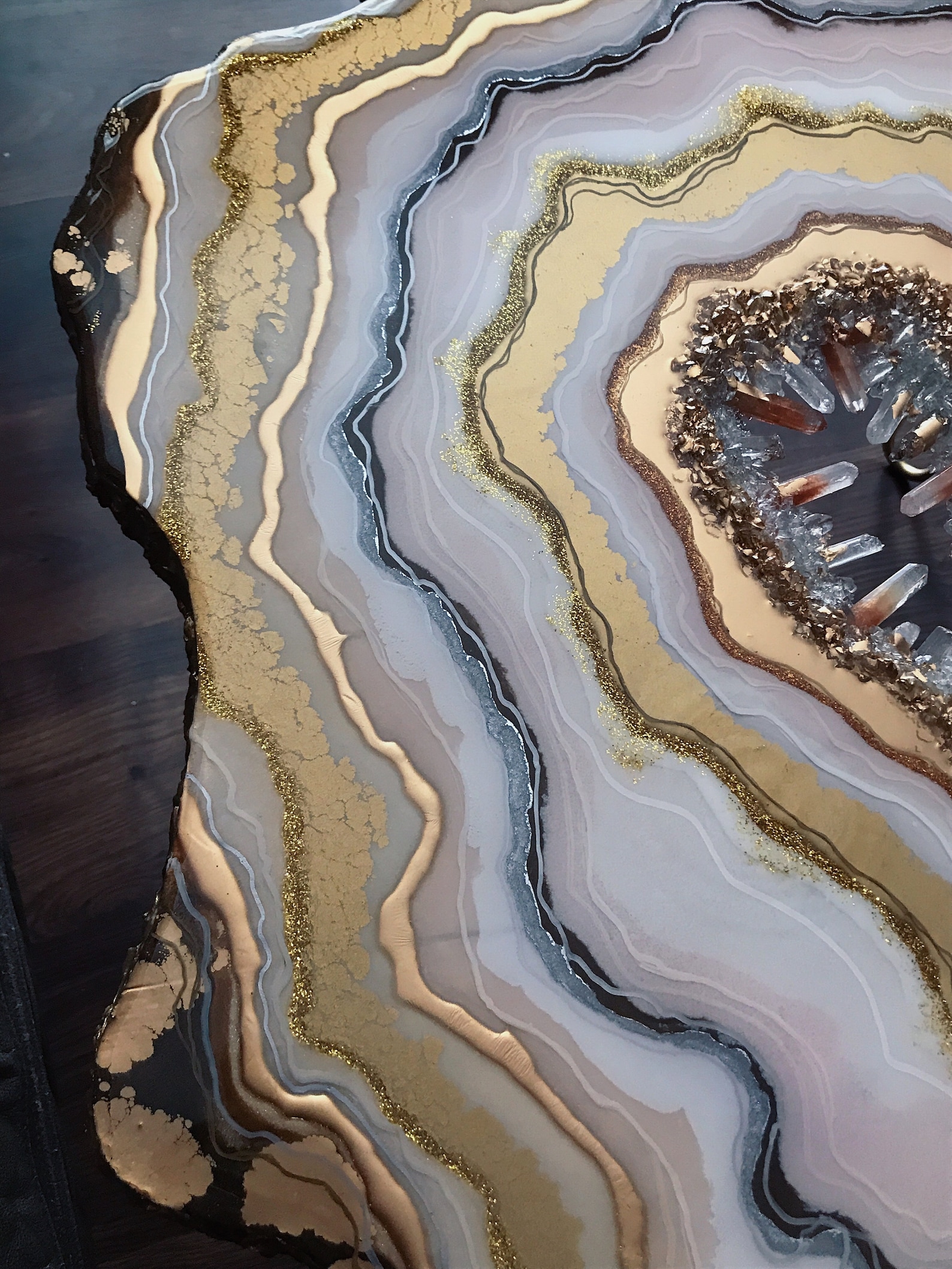 Painting Wall in Gold White colors Resin Art Bright Picture | Etsy