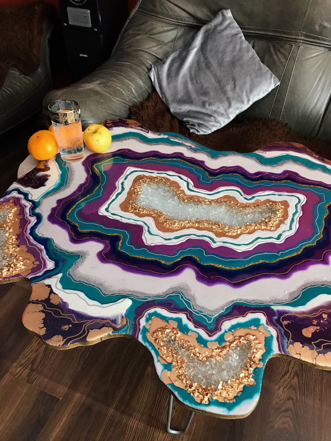 Abstract Art Resin Art Green resin art Geode | Etsy