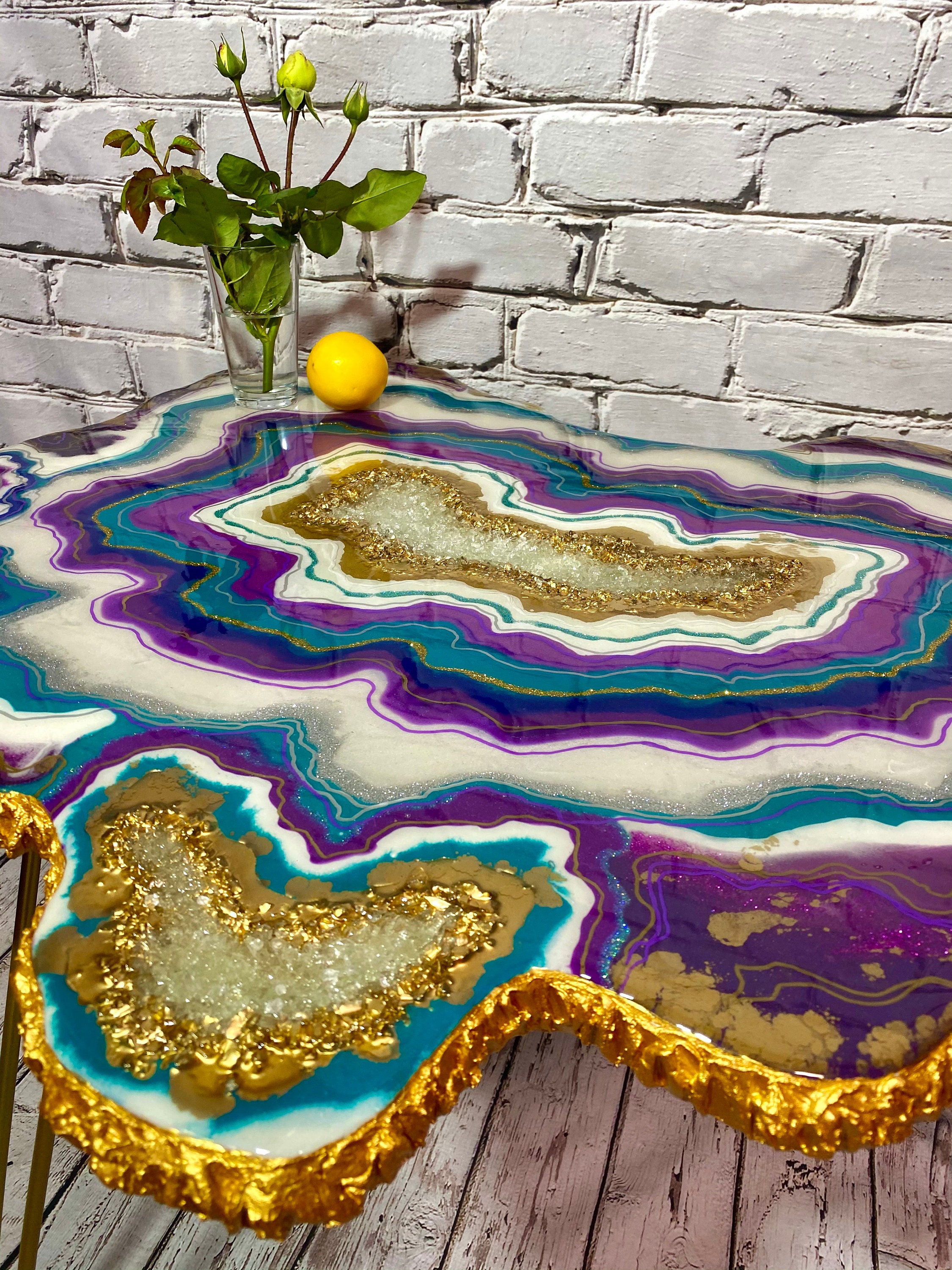 Epoxy Table Amethyst Table Purple White Geode Table Coffee | Etsy