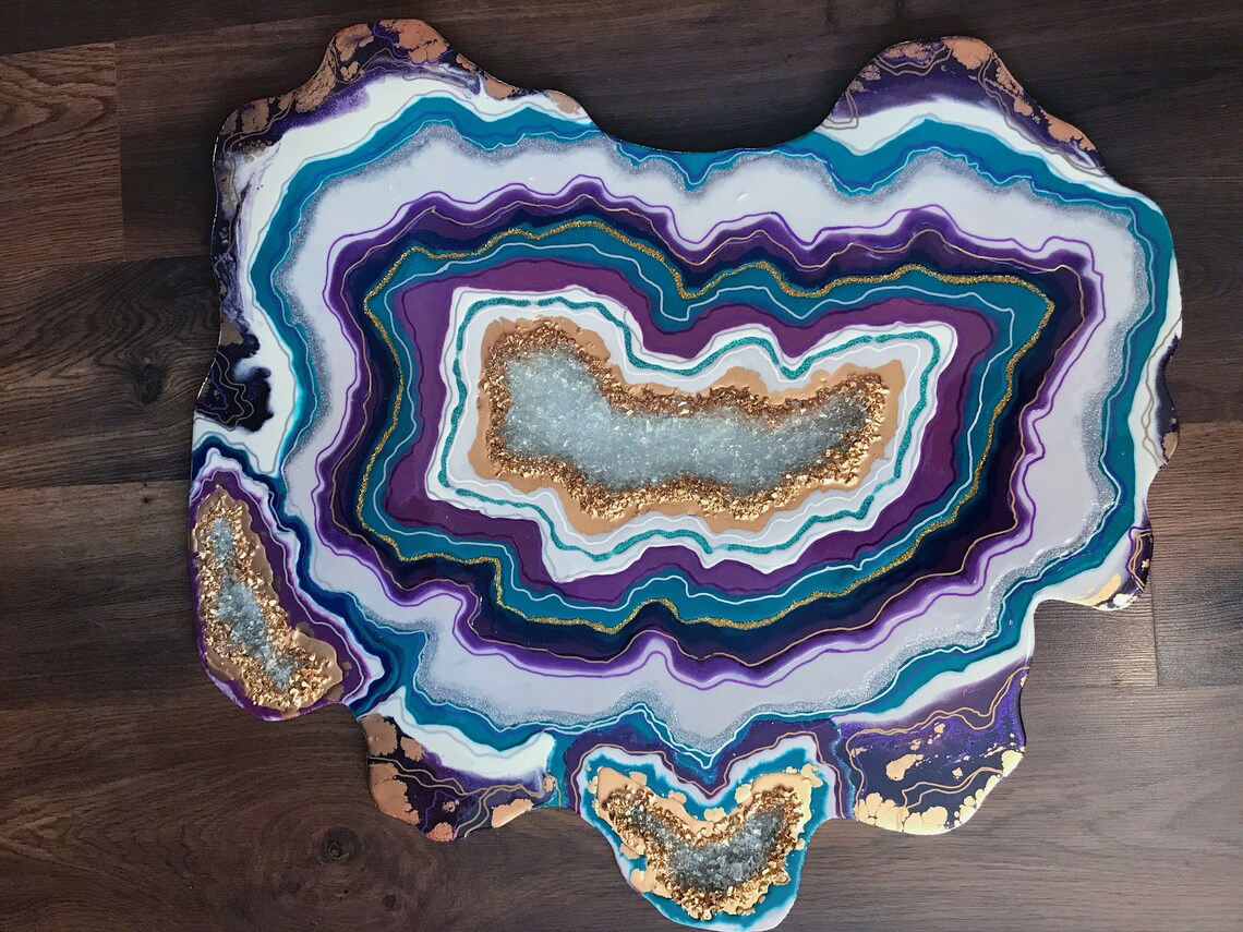 Abstract Art Resin Art Green resin art Geode | Etsy