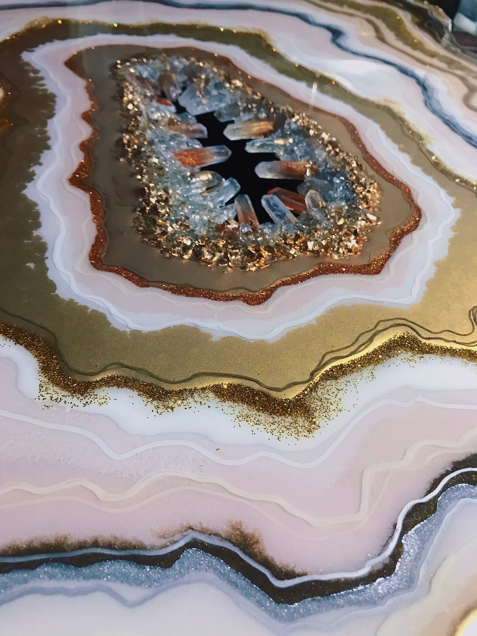 Painting Wall in Gold White colors Resin Art Bright Picture | Etsy