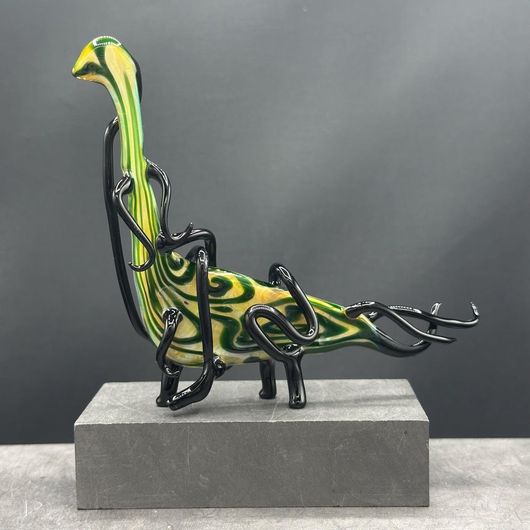 Abstract Brontosaurus Glass Sculpture | Beautiful Glass Dinosaur Art ...