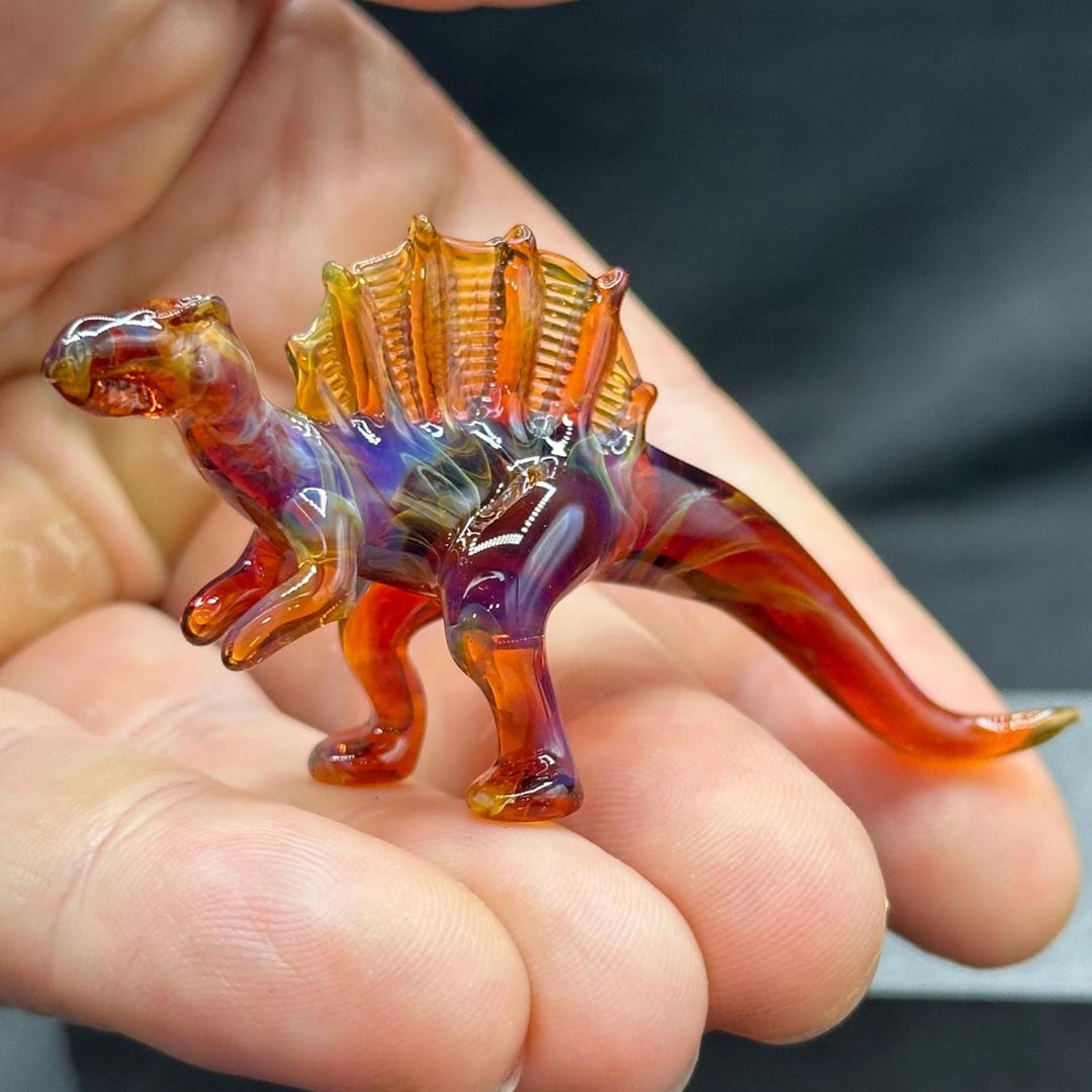 Handmade Glass Spinosaurus Figurine | Cosmic Glass Miniature Dinosaur ...